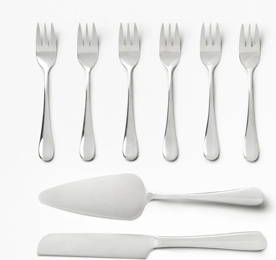 Bílé/ve stříbrné barvě nerezové dezertní vidličky v sadě The Essentials Cake Tools – Printworks