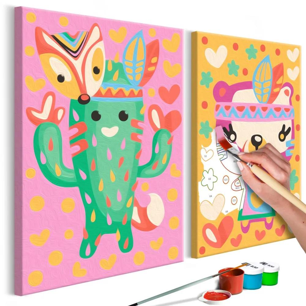 Bimago Malování podle čísel - Cactus & Bear | 33x23 cm