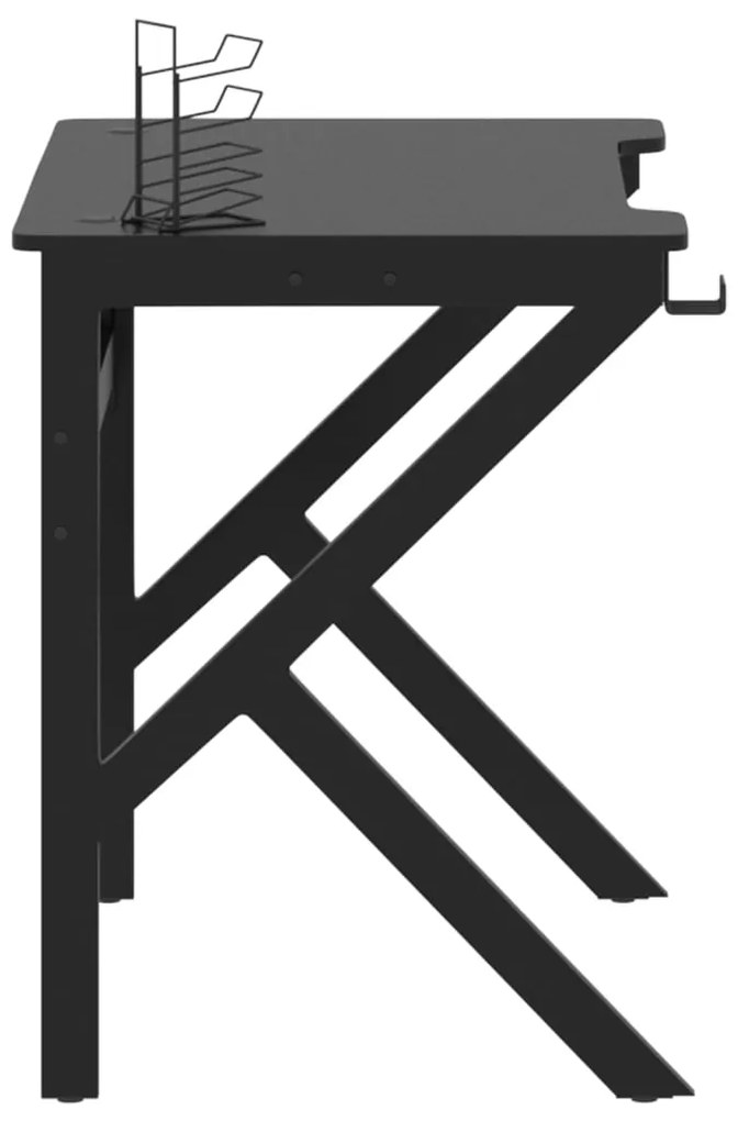vidaXL Marketos Herní stůl s nohami ve tvaru K černý 90 x 60 x 75 cm