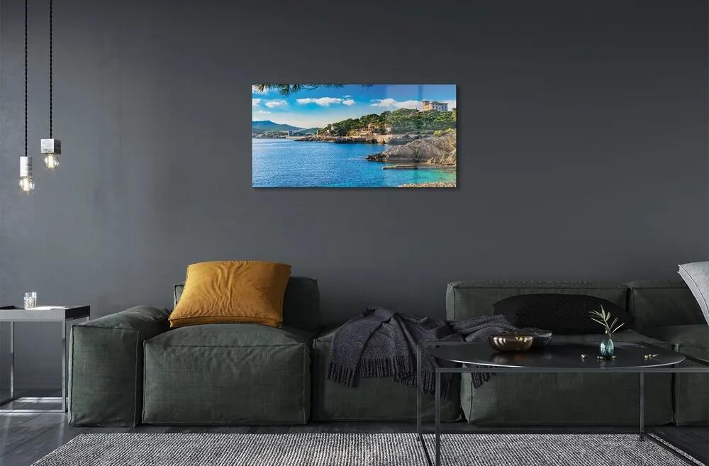 Obraz na skle Španělsko Mořské pobřeží horách 120x60 cm