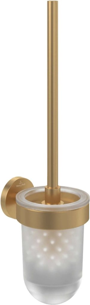 Villeroy & Boch Elements Tender - WC štětka nástěnná s držákem, sklo/kartáčované zlato TVA15101600076