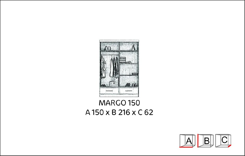 Arkos meble Skříň Margo 150 Barva: Bílá