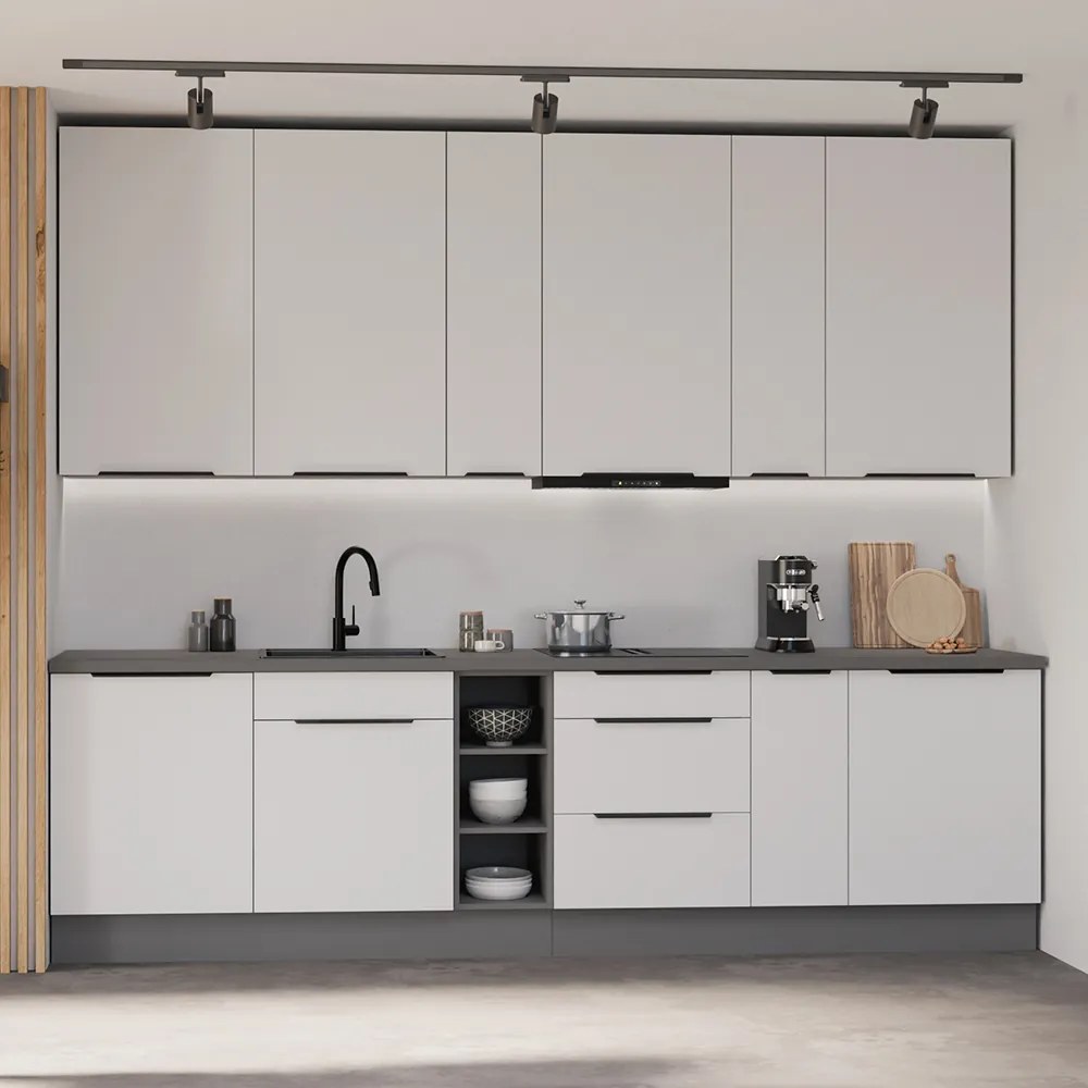 ARIA aw | horní kuchyňská skříňka 60x60 GN-90 1F (45°) rohová s policemi | 60x60 cm | VYSOKÁ | antracit/bílá