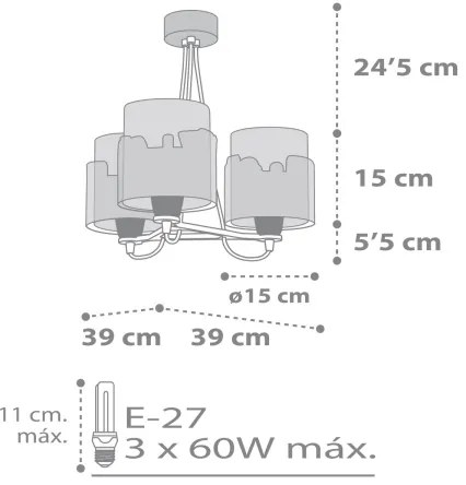 Dalber 61687 - Dětský lustr BABY TRAVEL 3xE27/60W/230V
