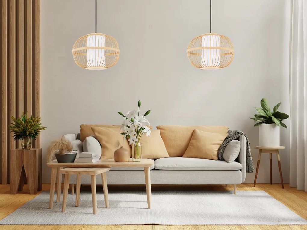 Toolight Natural, závěsné stropní svítidlo 50cm 1xE27 APP1632-1CP, přírodní hnědá-bílá, OSW-05144