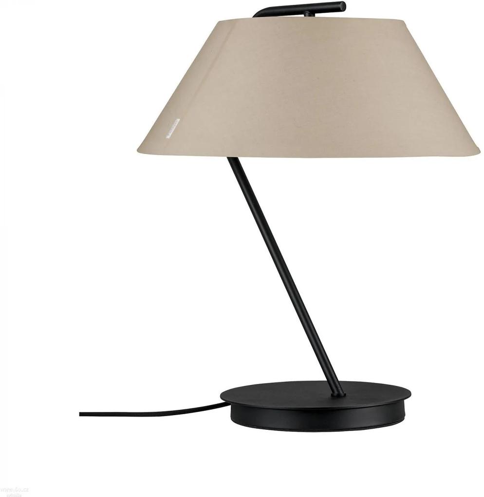 Paulmann 79723 Neordic Narve, stolní lampa lampa s černou konstrukcí a béžovým textilem, 1x60W E27, výška 48cm