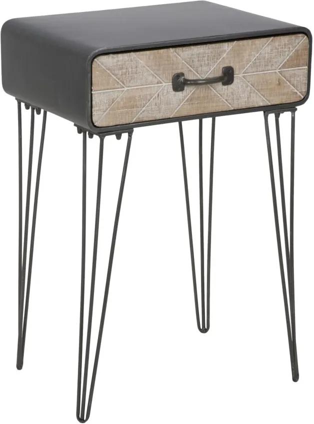 Odkládací stolek na telefon Mauro Ferretti Okiro 44,5x34,5x65,5 cm, černá/přírodní