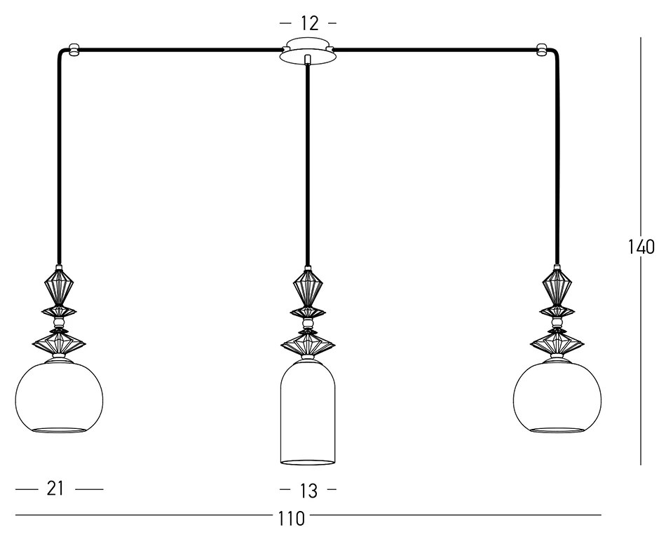 Zambelis 22153 závěsné svítidlo zeleno/růžové keramika, 3xE27, 110cm