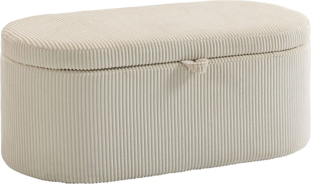 HOMCOM čalouněná lavice s úložným prostorem, manšestr – 105 × 51 × 49 cm, nosnost 200 kg, béžová | Aosom