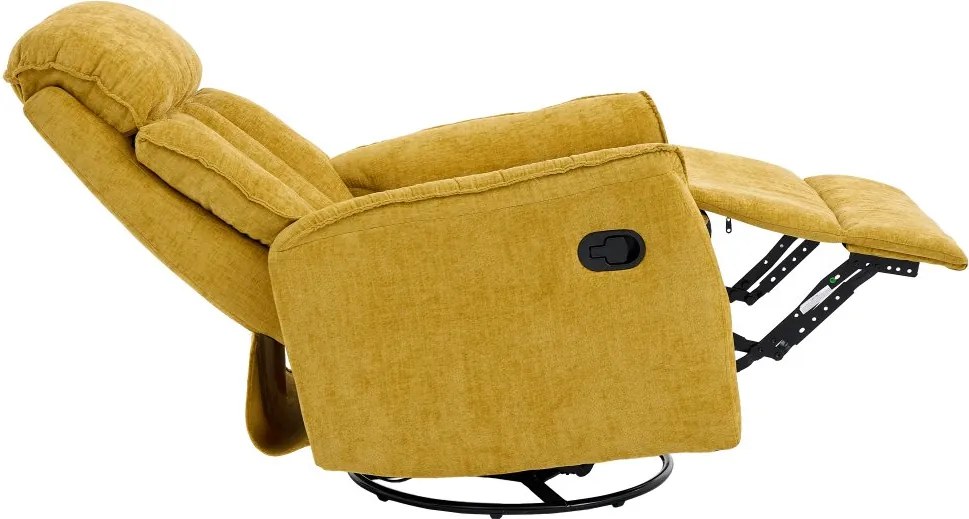 Polohovací TV křeslo SAMAL s houpáním a otočným mechanismem — látka, žlutá