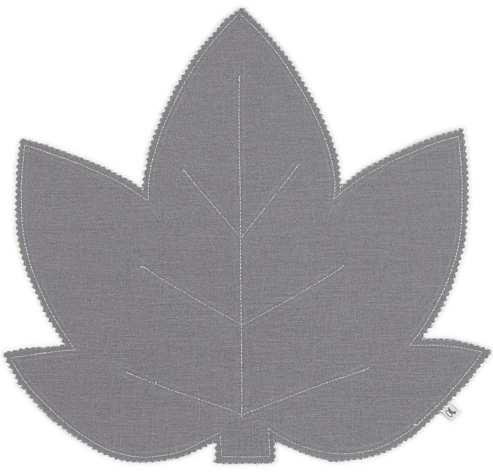 Lněné prostírání javorový list tmavě šedá se stříbrem 37x37cm