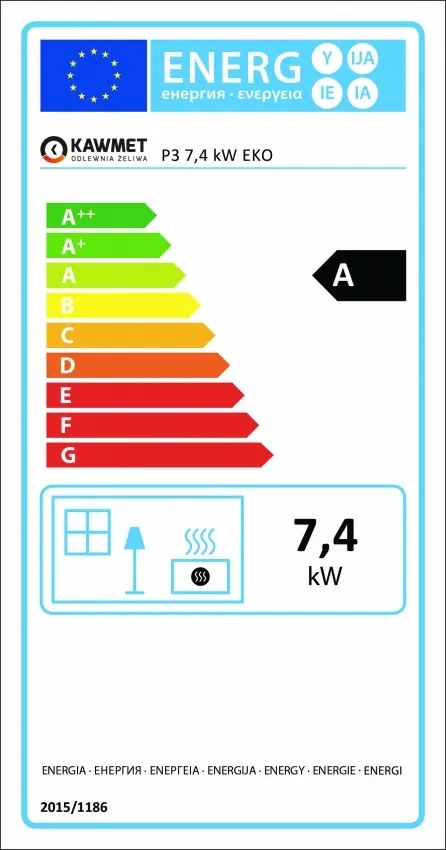 KAWMET Litinová krbová kamna P3 - 7,4 kW ECO
