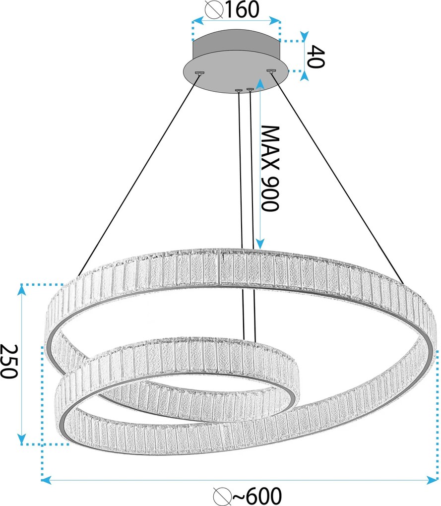 Toolight Toolight, LED závěsné svítidlo 60cm, 72W, 3500lm, APP1767-CP, zlatá, OSW-04343