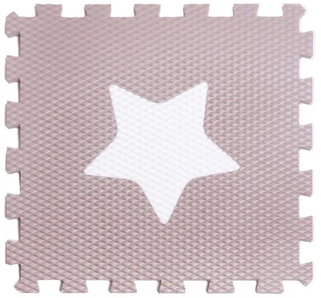 Vylen Pěnové podlahové puzzle Minideckfloor s hvězdičkou  Bílý s hnědou hvězdičkou 340 x 340 mm