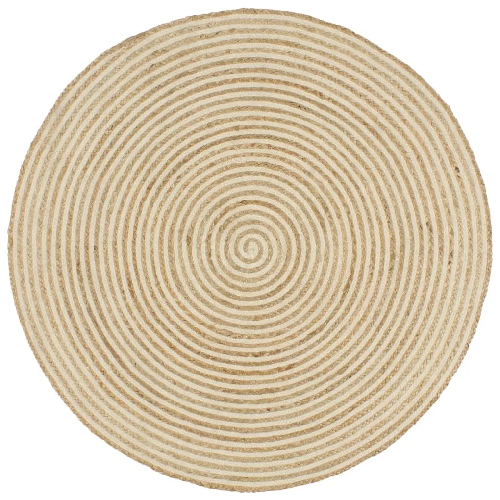 Ručně vyrobený koberec z juty spirálový design bílý 120 cm 133717