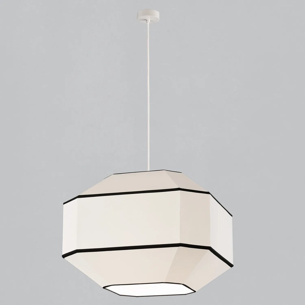 ACB Iluminacion Závěsné svítidlo BAUHAUS, ⌀ 60 cm, 1x E27 15W Barva: Bílá, Barva montury: Černá