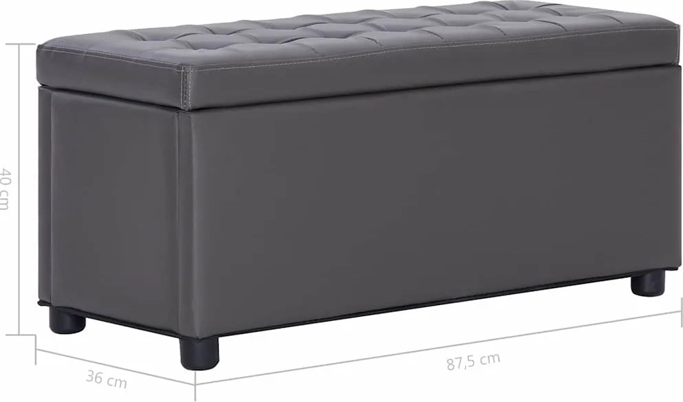 Taburet s úložným prostorem 87,5 cm šedý umělá kůže 281373