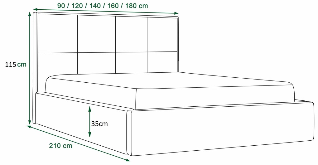 Manželská postel 140 cm Alfonso (hnědá) (s roštem a úložným prostorem). 1046796