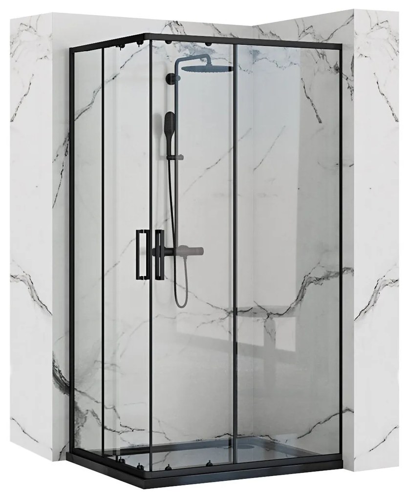 Rea - PUNTO BLACK MAT sprchový kout 80 x 100 cm, čiré sklo/černý profil, REA-K4806