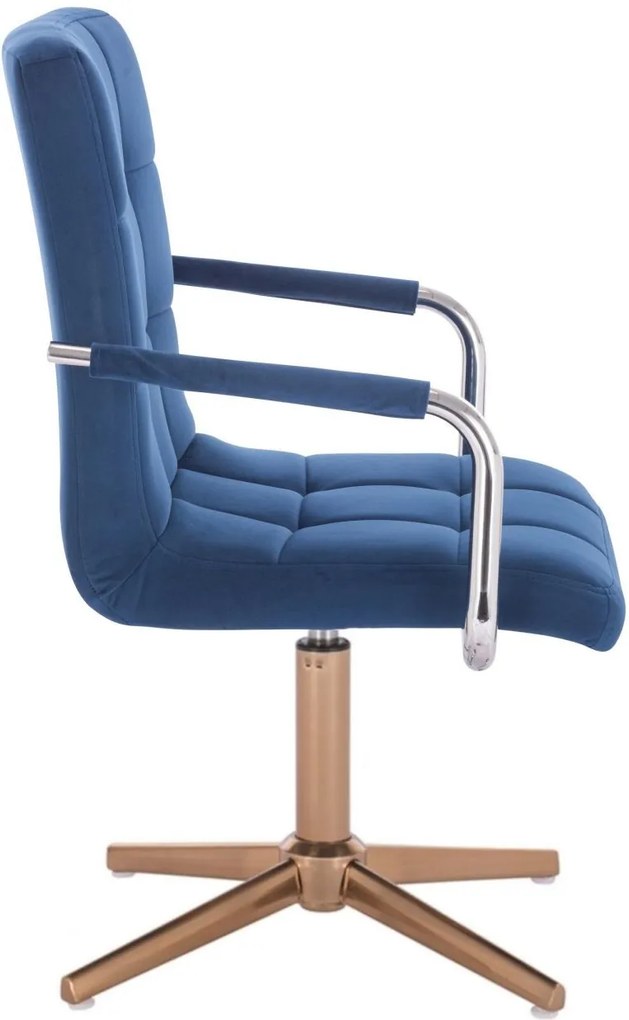 LuxuryForm DESIGN Otočná židle VERONA VELUR na zlatém kříži - modrá