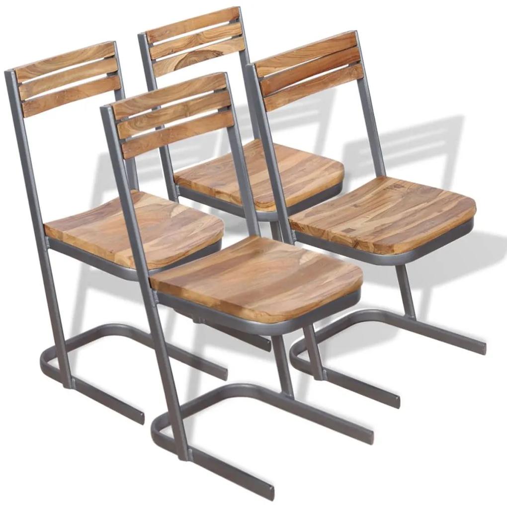 274357 vidaXL Jídelní židle 4 ks masivní teakové dřevo