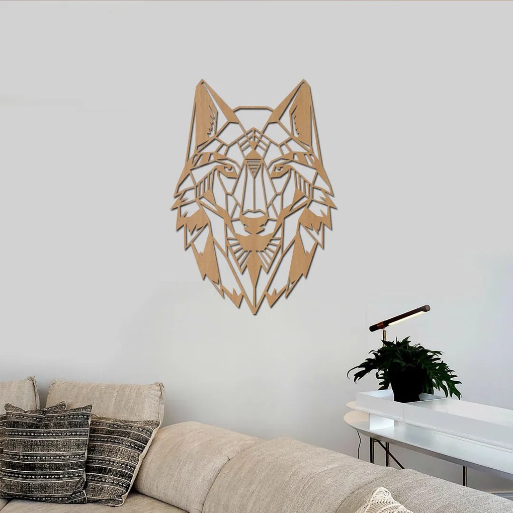 dřevo života Dřevěný obraz vlka GEOMETRY Zvolte rozměr (cm): 60x85, Zvolte barvu dekoru: Černá