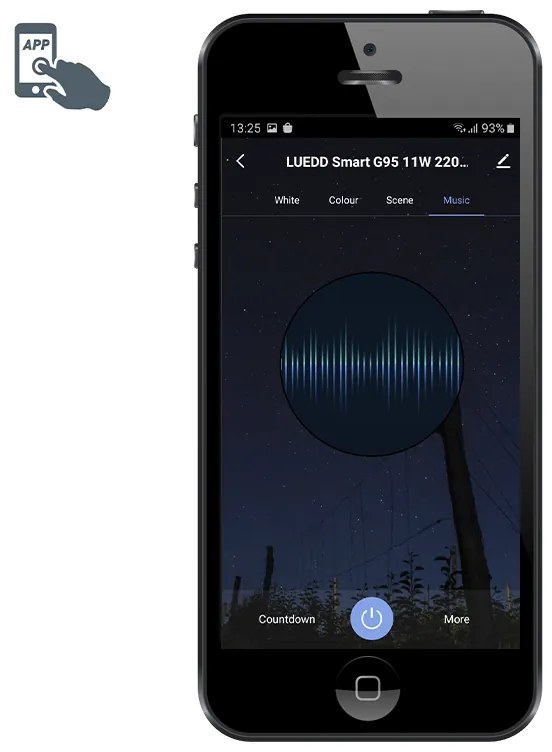 Chytrá E27 stmívatelná LED žárovka G95 11W 900lm 2200-4000K RGB