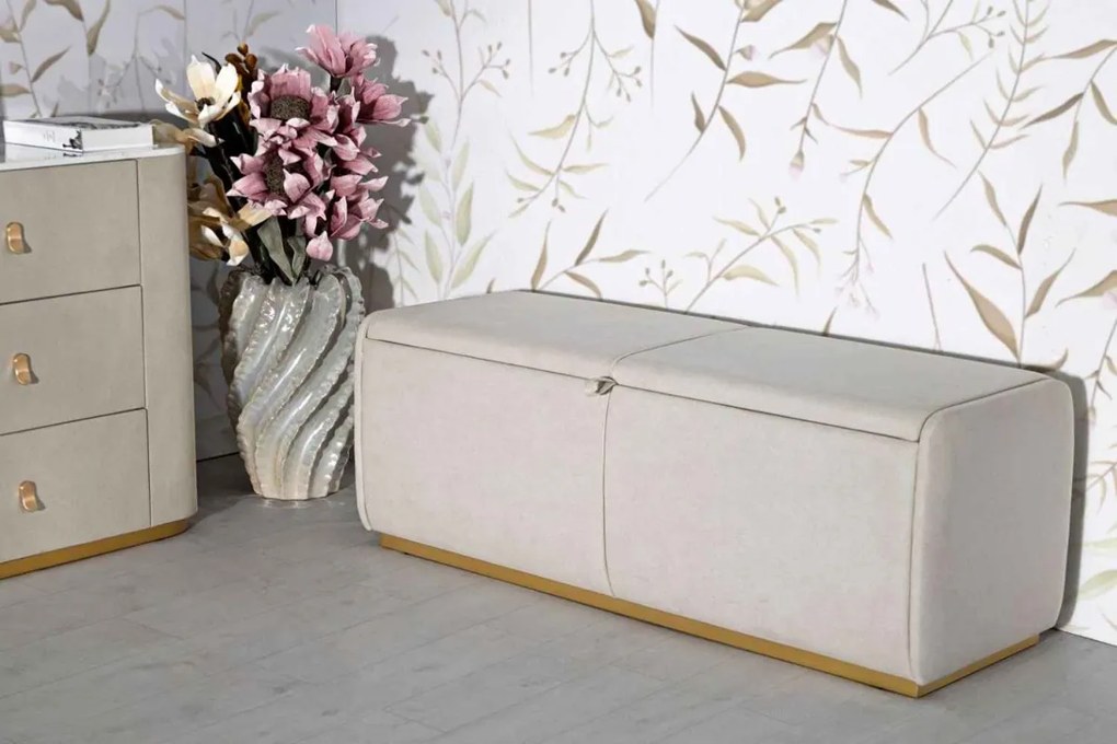 Designová lavice Mahalah 130 cm krémová