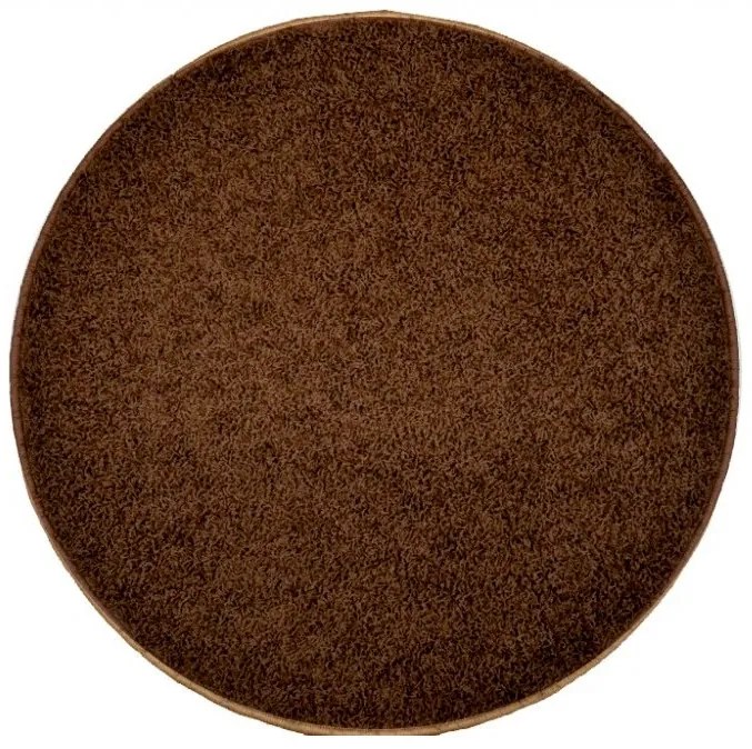 Vopi koberce Kusový kulatý koberec Color Shaggy tmavě hnědý - 80x80 (průměr) kruh cm