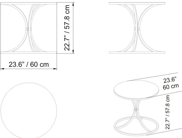 Odkládací stolek CORLEAONE 57,8x60 cm černá
