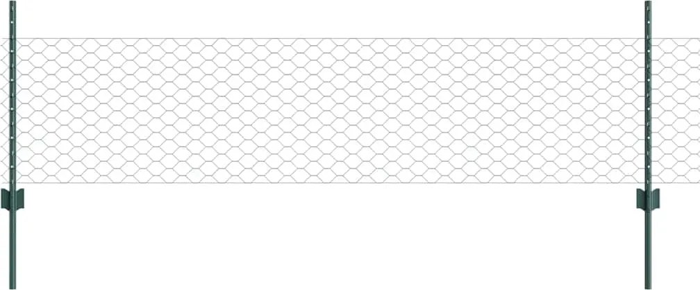 Hexagonální plot s podpěrou 50 x 0,5 m Ocel potažená PVC Zelená 3336743
