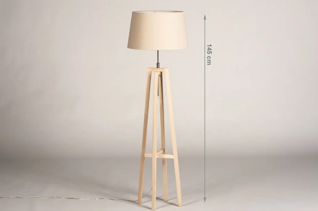 Stojací designová lampa Paola Beige and Natur Wood
