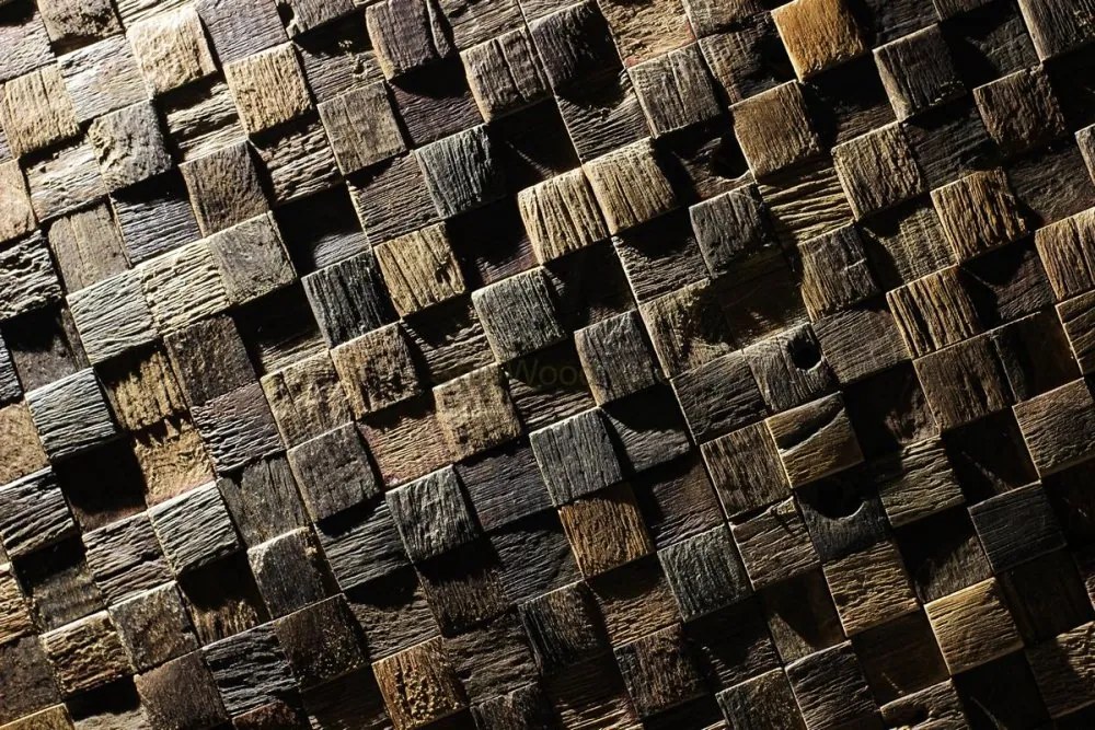 Dřevěná lodní mozaika - obkladový panel 300 x 300 x 7-10 mm (0,09 m²)