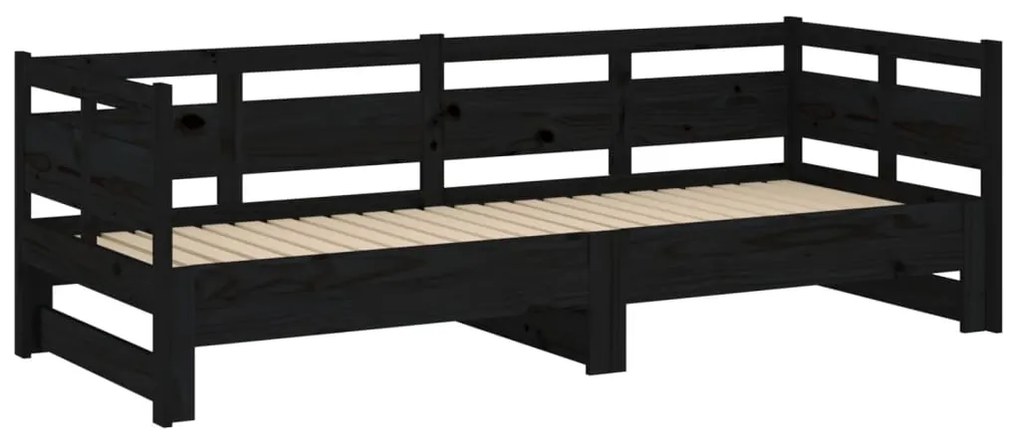 Výsuvná postel černá masivní borovice 2x (90 x 190) cm - Default Title