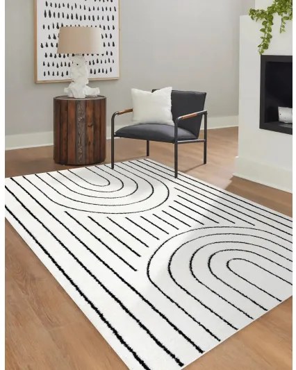 Dywany Łuszczów, Kusový koberec Mode 8494 geometric cream/black, 120x170, bílá, černobílá, chodba / předsíň