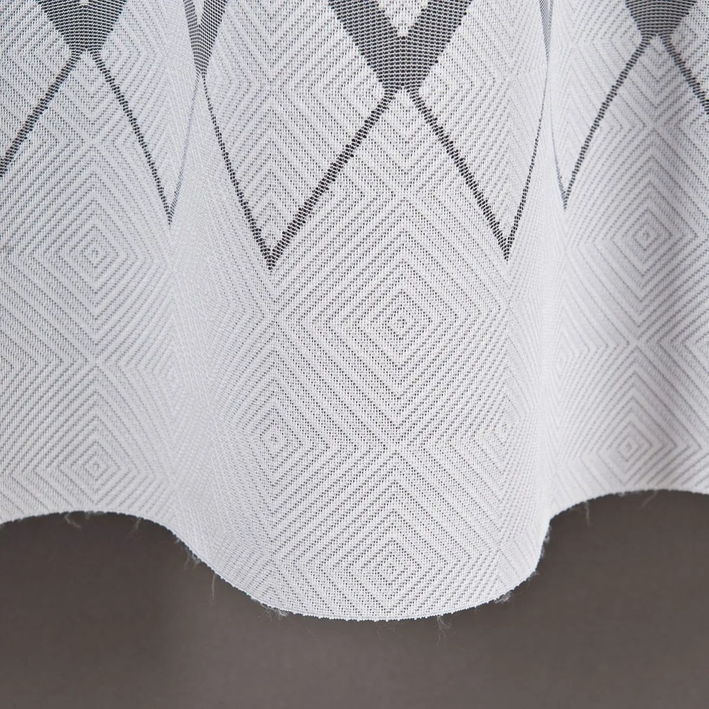 Olzatex žakárová záclona ELIŠKA 23147 geometrický vzor, s bordurou, bílá výška 150cm (v metráži)