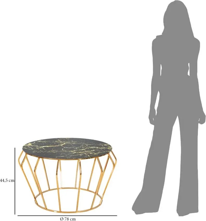 Konferenční stolek Histor 78 cm zlatý/černý mramor