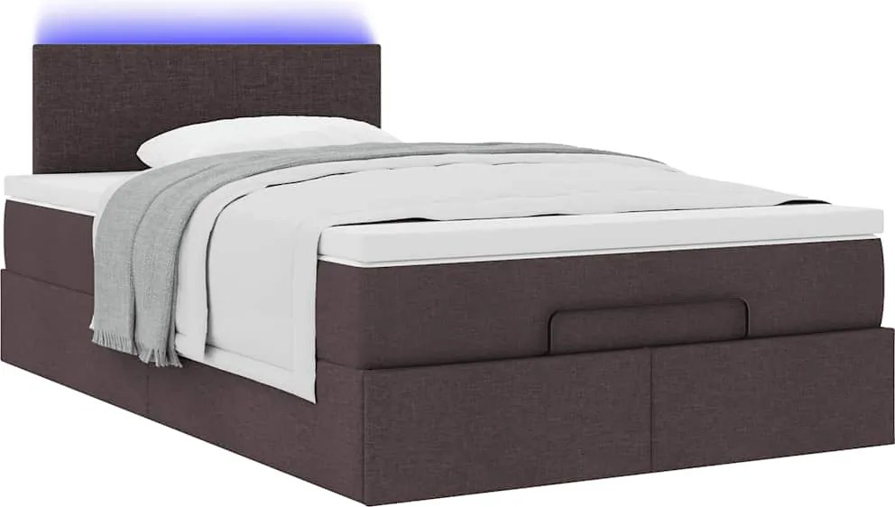 Osmanský rám postele s matrací tmavě hnědá 120x190cm textil 3312211