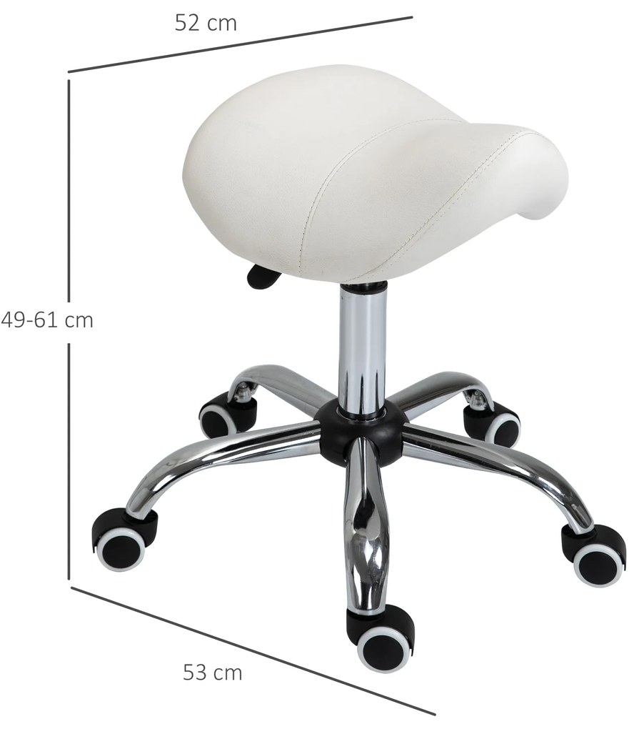 HOMCOM Otočná stolička Otočná stolička s nastavitelnou výškou Sedlová stolička čalouněná v bílé barvě pro kancelář a domácnost | Aosom.de
