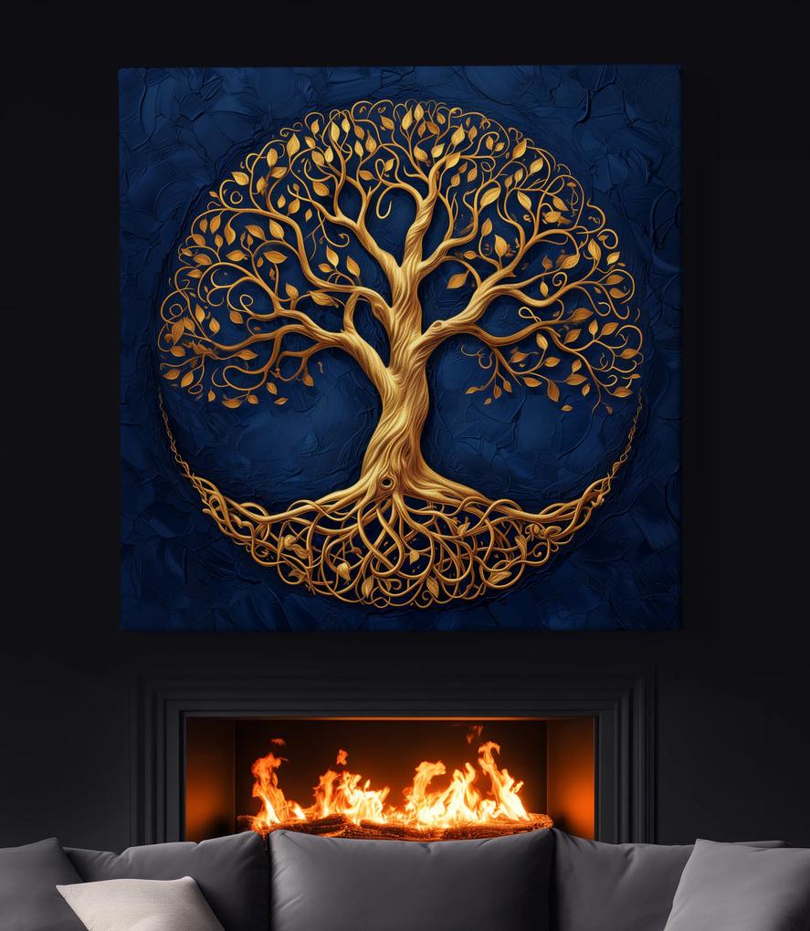Obraz na plátně - Strom života Zlatý poklad FeelHappy.cz Velikost obrazu: 100 x 100 cm