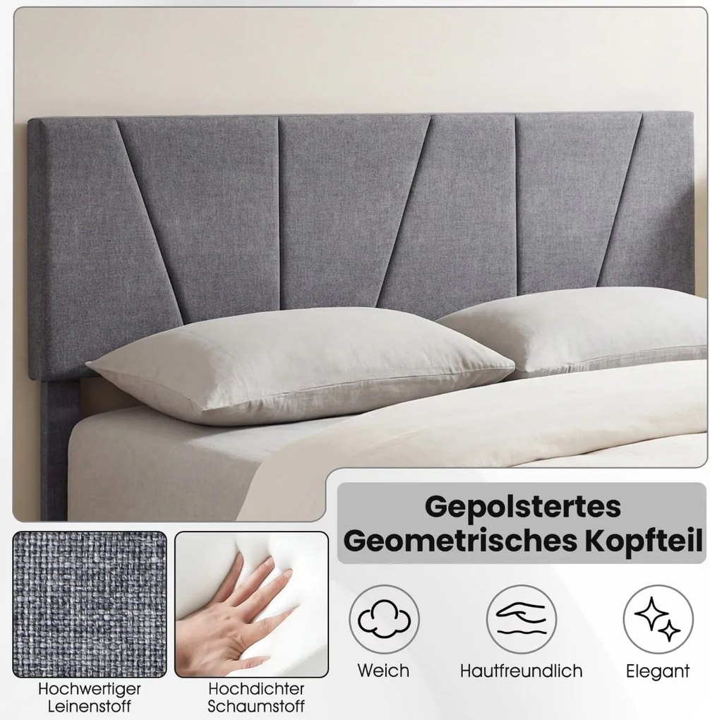 Costway Rám manželské postele s výškově nastavitelným geometrickým rámem čela