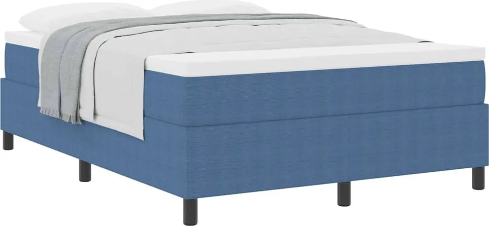 Postel s boxspringem Modrá a bílá 140 x 190 cm Žebrovaná látka 3337465