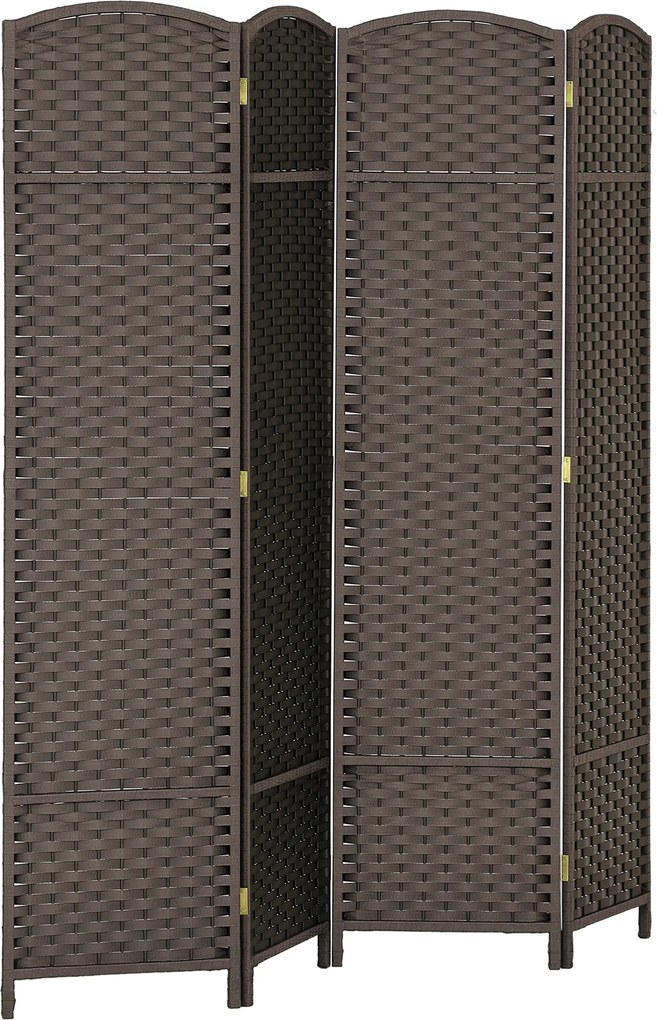HOMCOM 4-panelový dělicí panel 160x170 cm Skládací oddělovač pro obývací pokoj, ložnici a kancelář Hnědý
