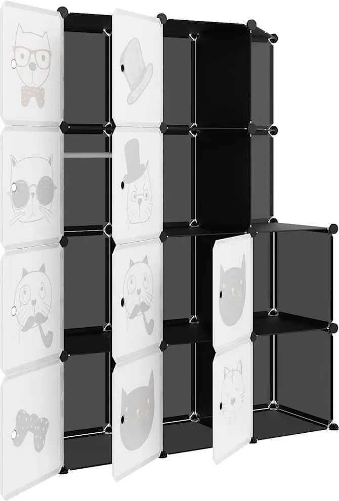 Dětská modulární skříň s 10 úložnými boxy černá PP 340582