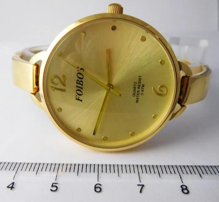 Foibos Dámské čitelné velké zlacené hodinky Foibos 26892 s velkým číselníkem