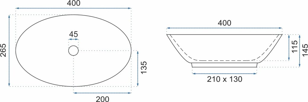 Rea Pamela Mini, keramické umyvadlo na desku 40x27x14,5 cm, bílá, REA-U5804