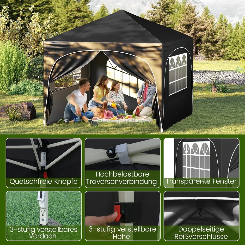 Costway Pavilon s 4 odnímatelnými bočními stěnami zahradní stan vč.