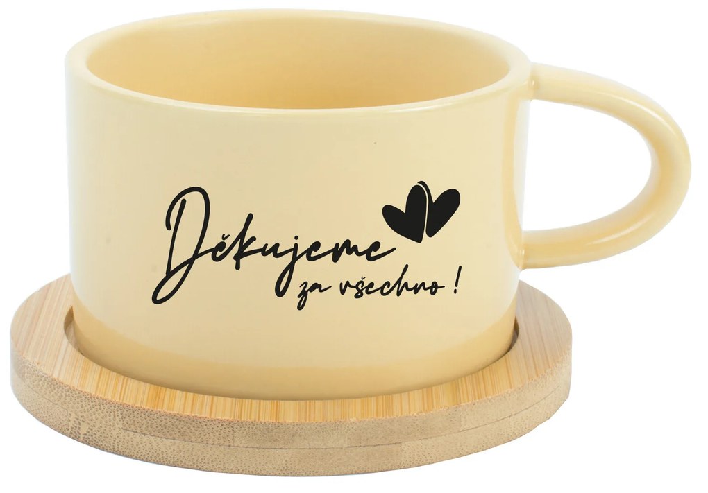 DĚKUJEME ZA VŠECHNO! - žlutý hrníček makronka 200 ml