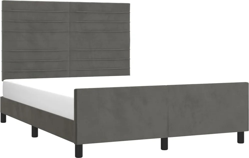 Rám postele bez matrace tmavě šedá 140 x 200 cm samet 3125819