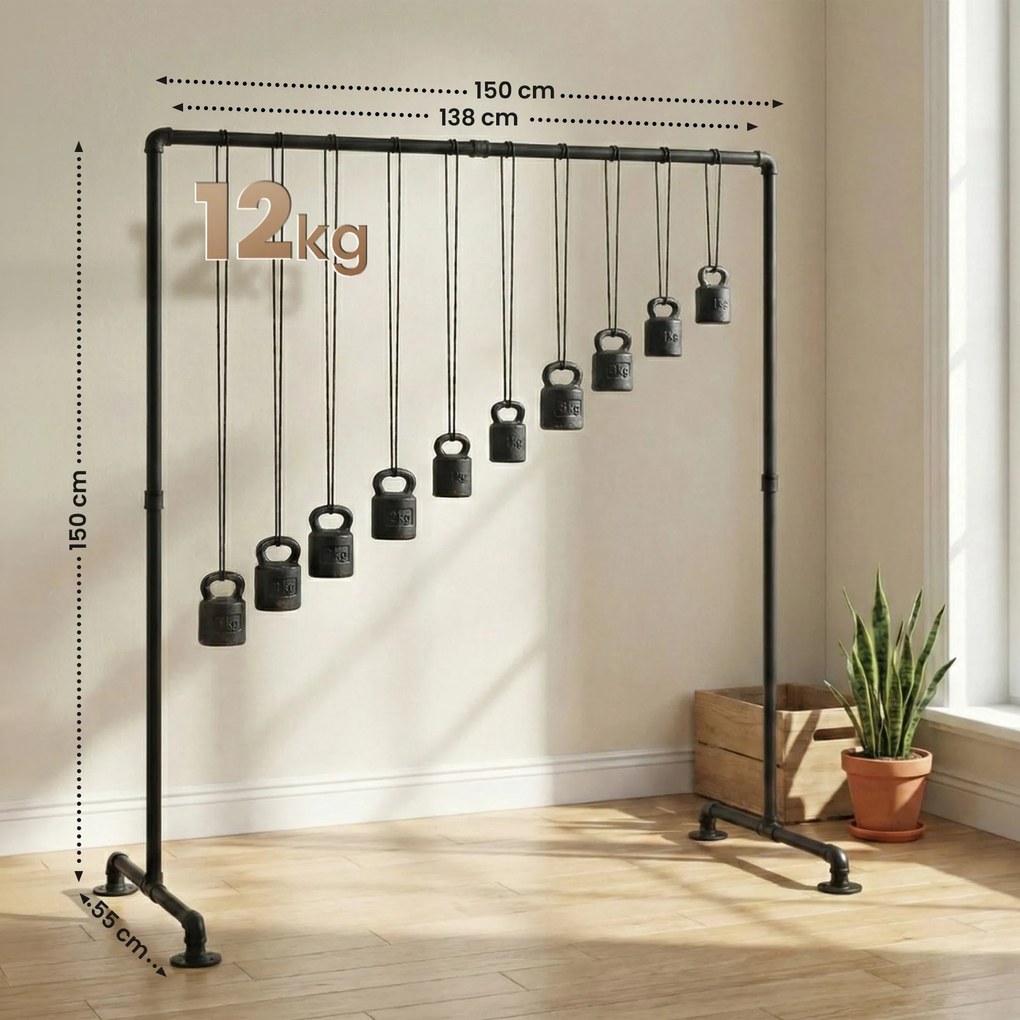 Stojan na oblečení Jersey 55x150x150 – černá